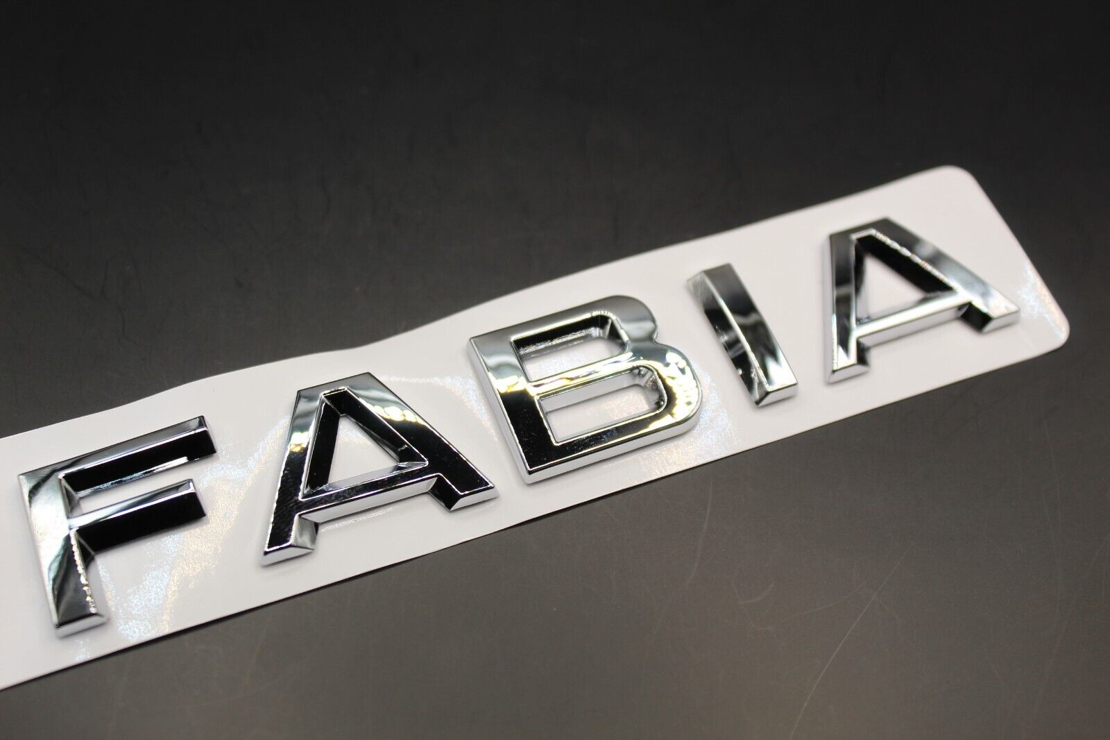 Gloss Black/Chrome Silver FABIA CAPITAL LETTERS For SKODA Badge Rear T