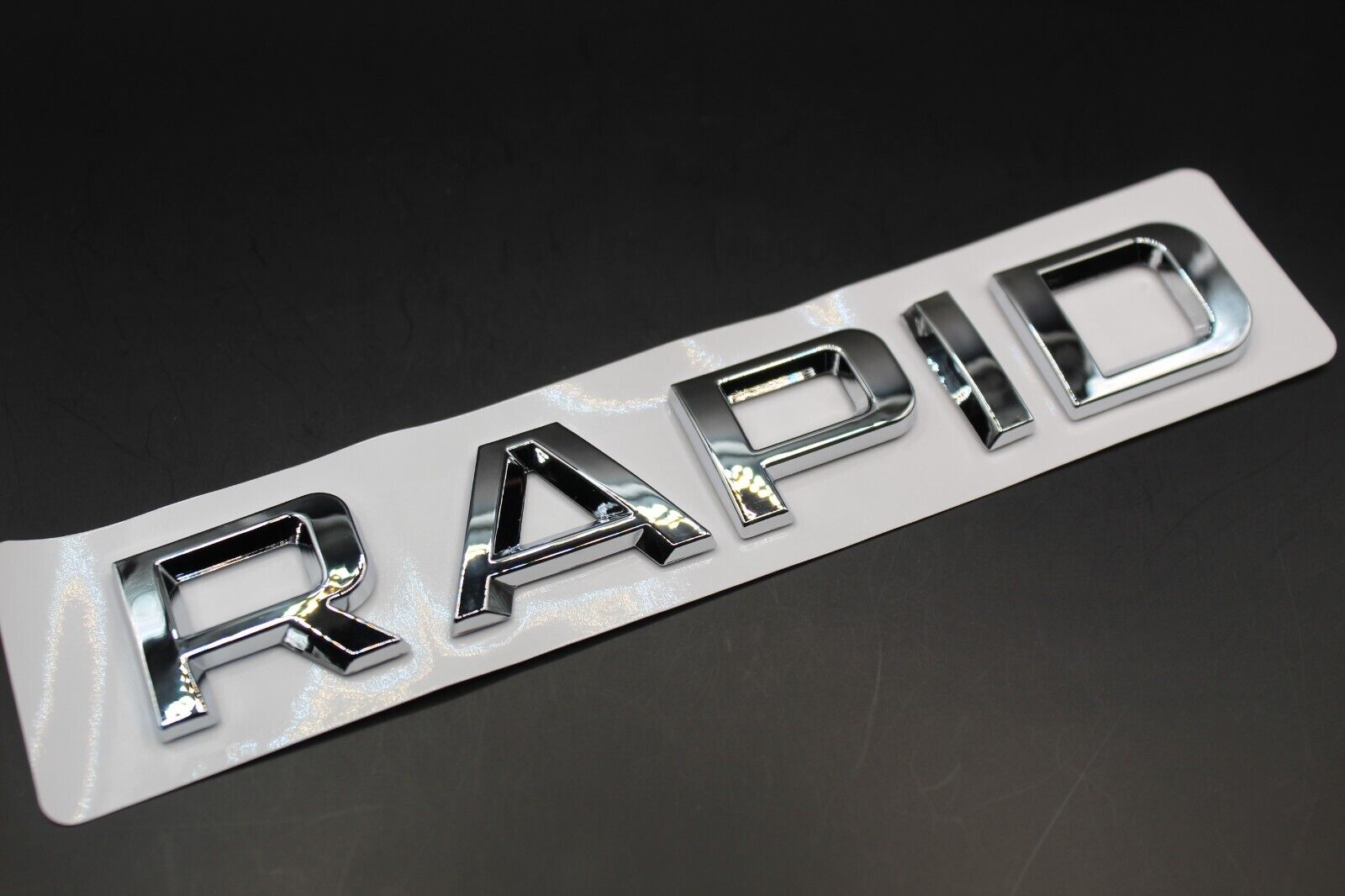 Gloss Black/Chrome Silver RAPID CAPITAL LETTERS For SKODA Badge Rear T