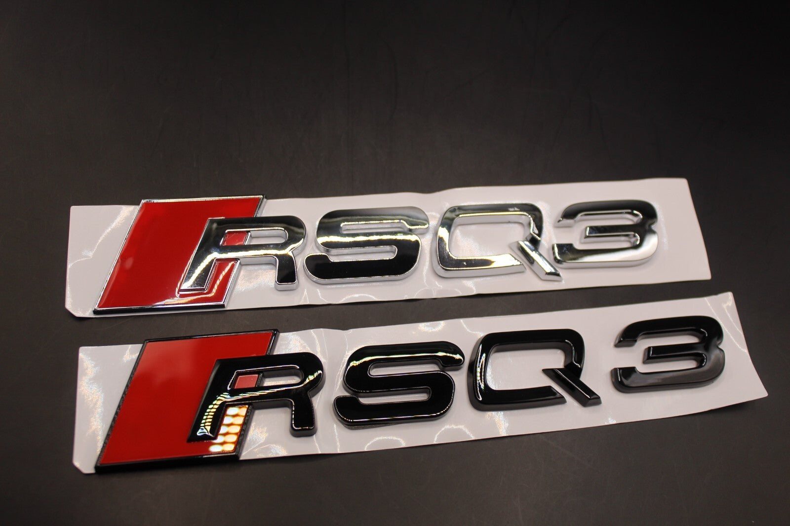 Gloss Black/Chrome Silver RSQ3 For Audi Badge Letters Emblem Rear Trun