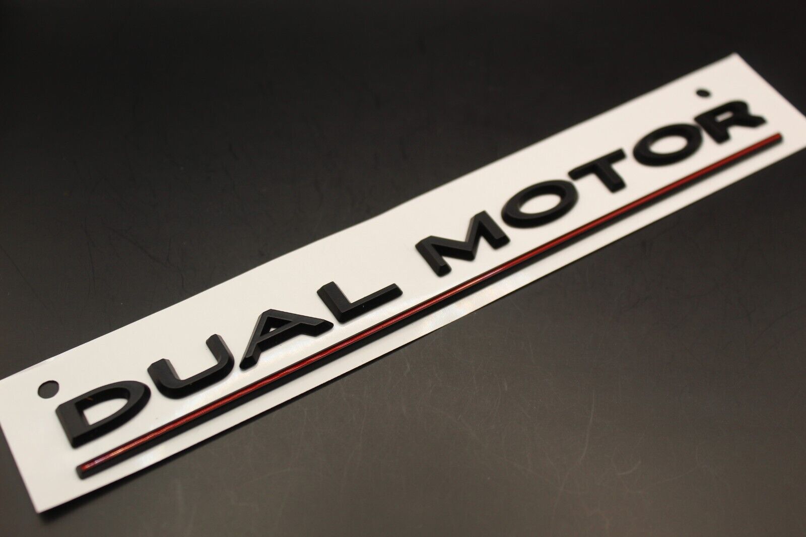 Matte Black Red Line Dual Motor Car Lettering/Badge Rear Trunk Boot FI